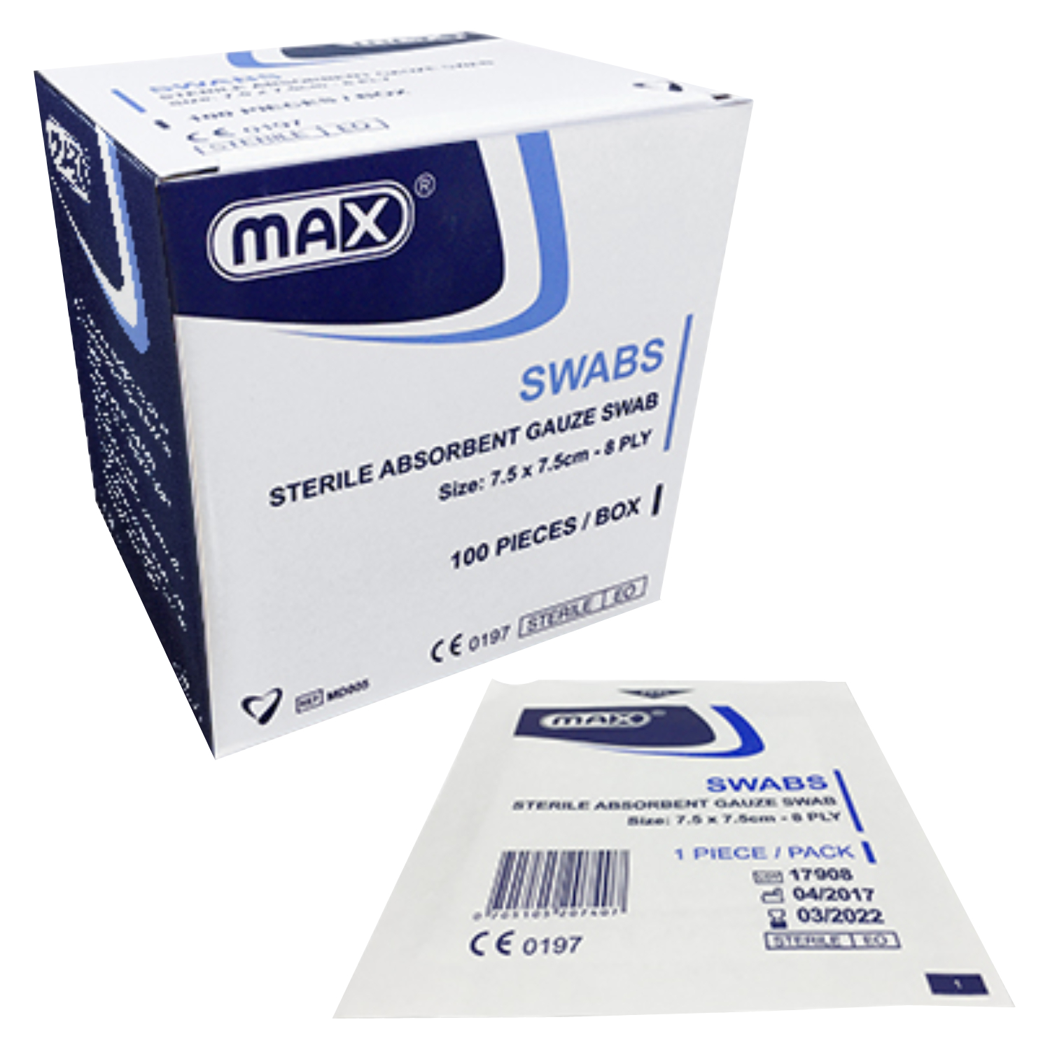 Buy MAX STERILE GAUZE SWAB 8PLY 7.5X7.5CM Online in the UAE | BinSina ...
