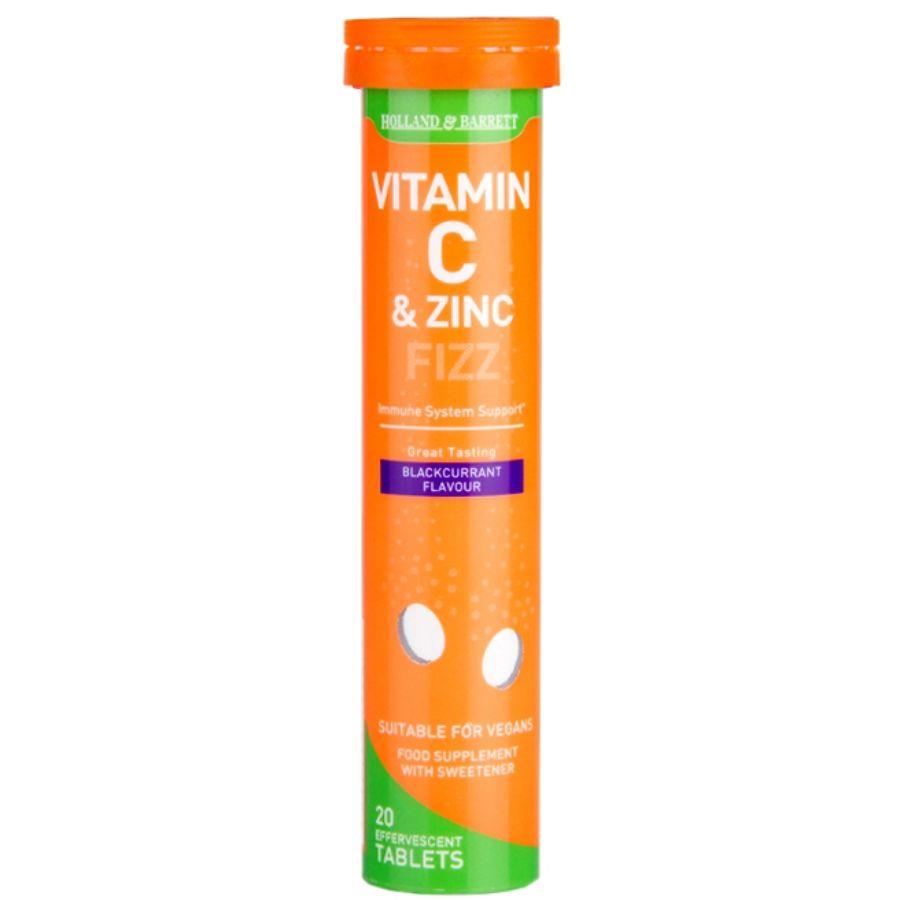 Vitamin C & Zinc Blackcurrant Effervescent Tablets by Holland & Barrett ...